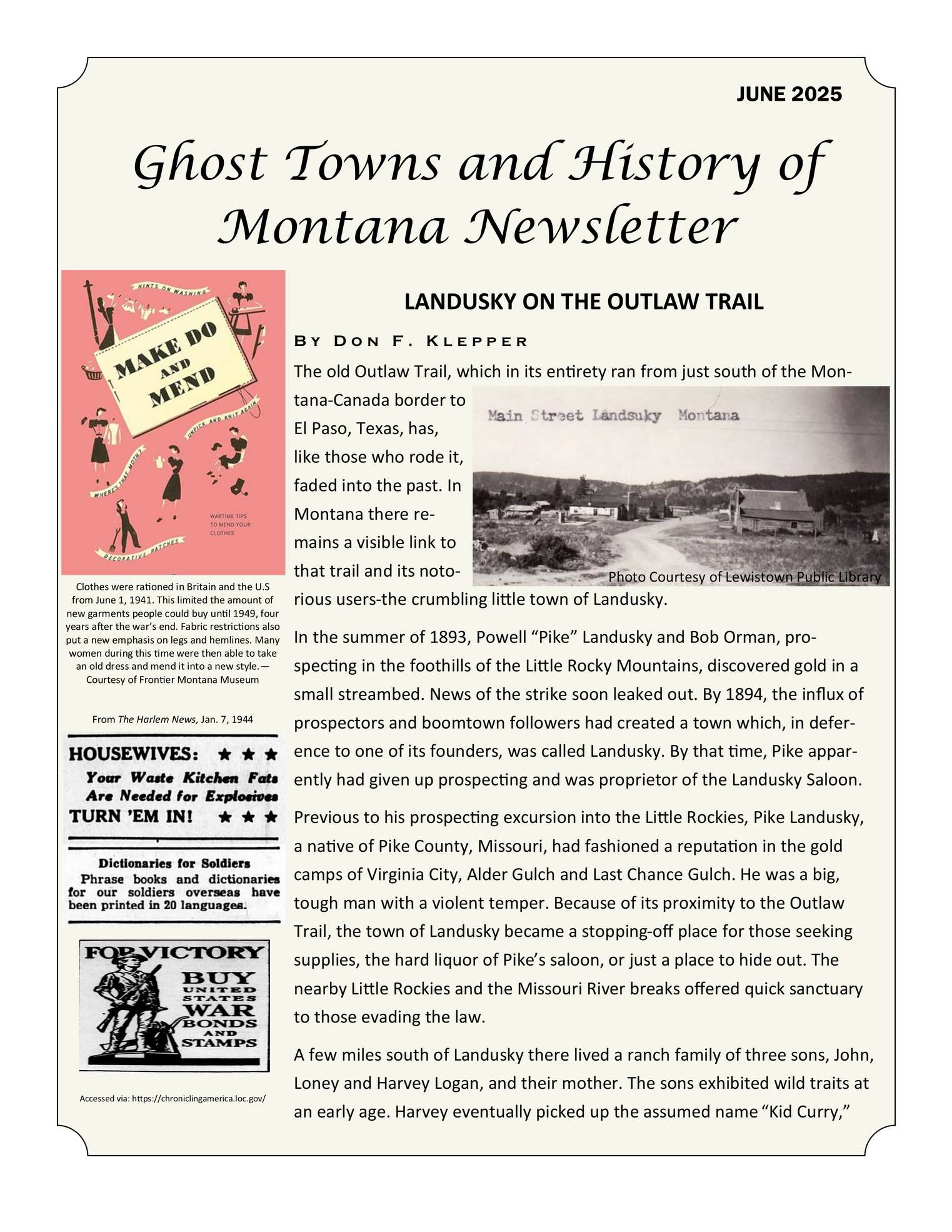 Ghost Towns & History of MT- June 2025